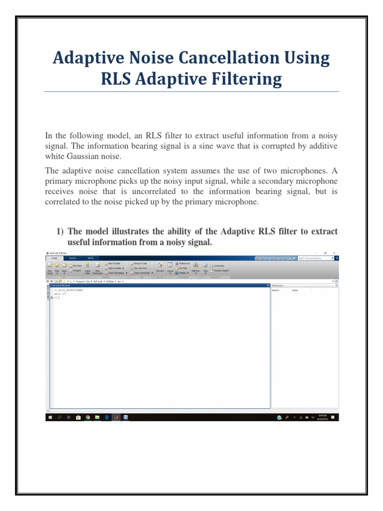 Adaptive Noise Cancellation Using RLS Adaptive Filtering | PDF ... Adaptive Noise Cancellation Using RLS Adaptive Filtering | PDF ...