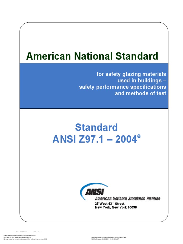 ANSI Z97 1 2004 Safety Glazing PDF | PDF | Regulatory Compliance ...