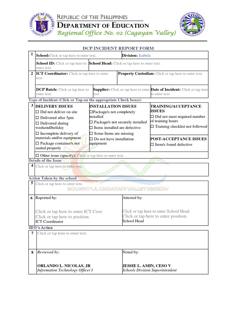 DCP Incident Report Template 1 | PDF