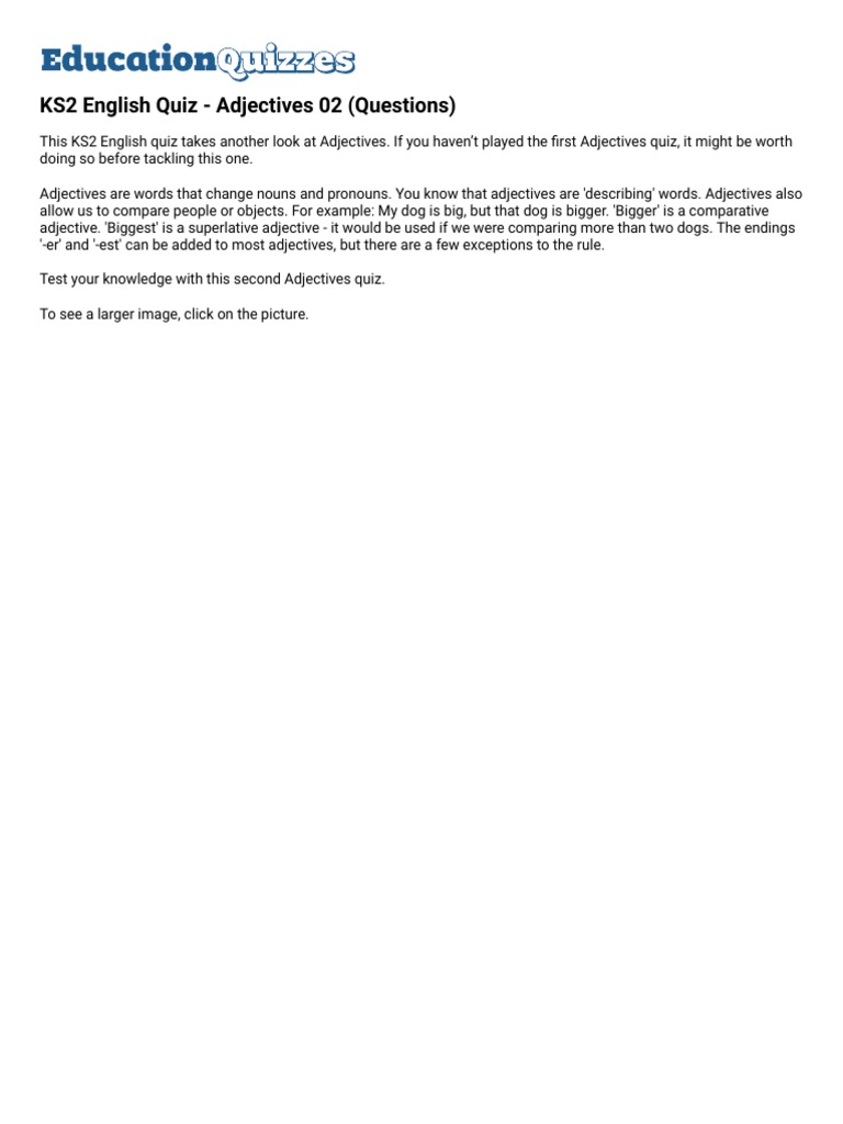 KS2 Adjectives - How To Use Descriptive Words | PDF | Adjective ...