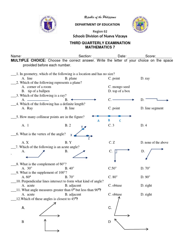 Analysis of a Seventh Grade Mathematics Examination Focusing on ...