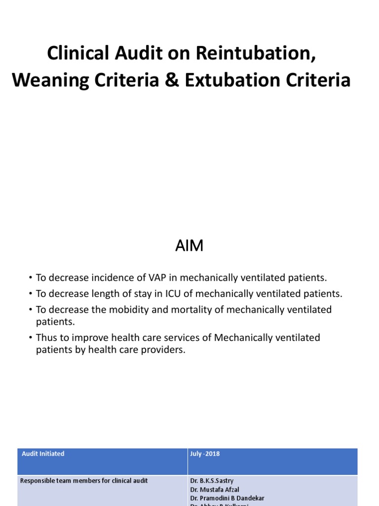 Extubation Criteria Finalized | PDF | Intensive Care Unit | Intensive ...
