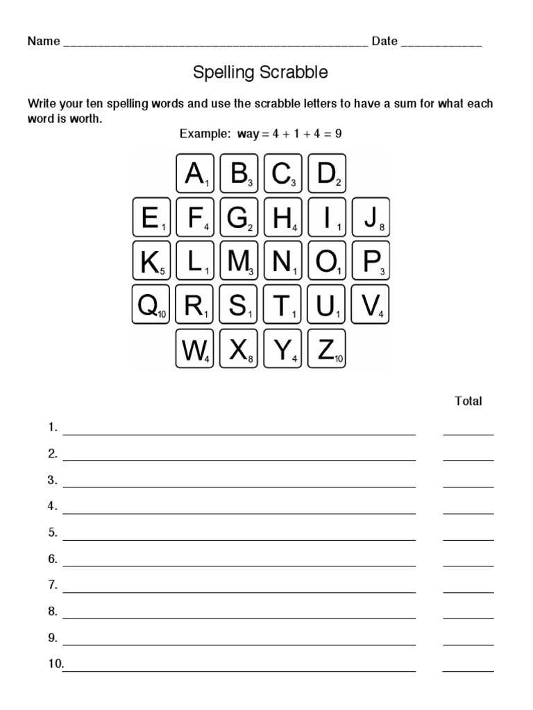 Spelling Scrabble Worksheet | PDF