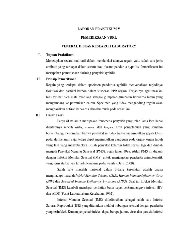 Laprak Imun VDRL Done | PDF | Sains & Matematika