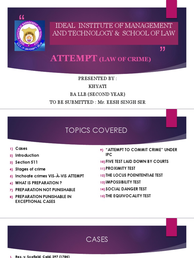 Understanding Attempt in Criminal Law | PDF | Mens Rea | Crime & Violence