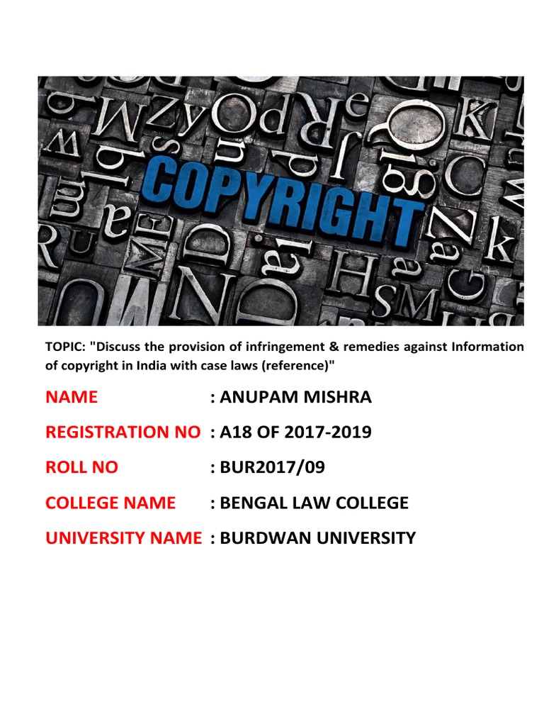 Copyright Project | PDF | Copyright Act Of 1976 | Copyright Infringement