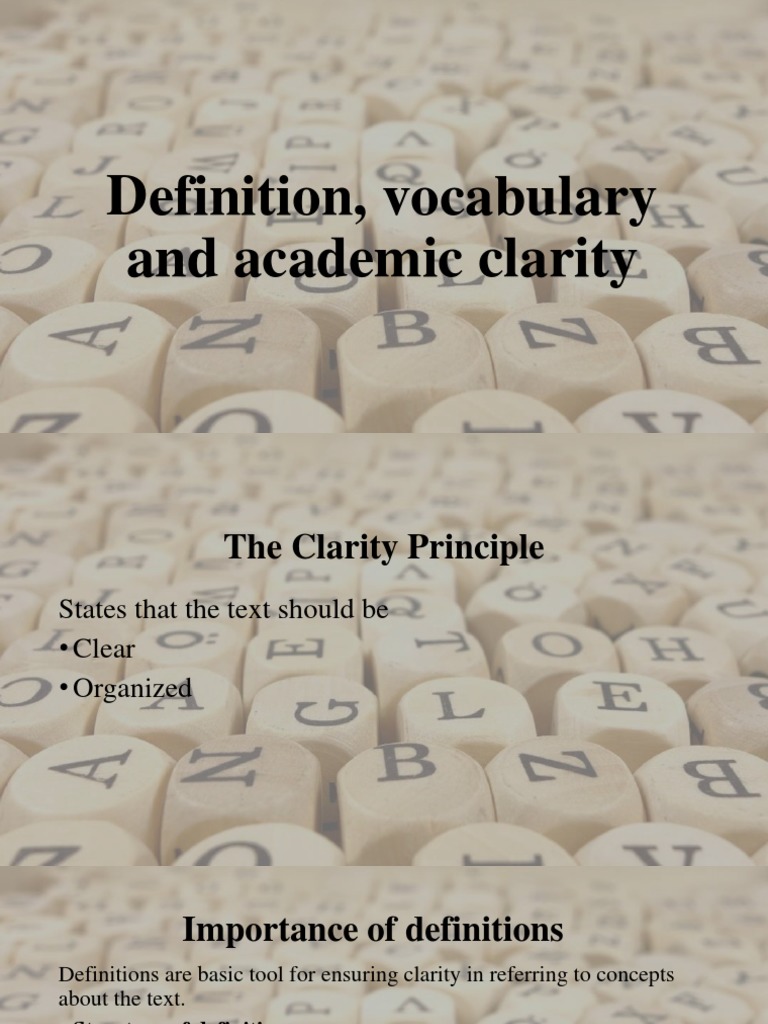 Definition, Vocabulary and Academic Clarity-1 | PDF | Clause | Sentence ...