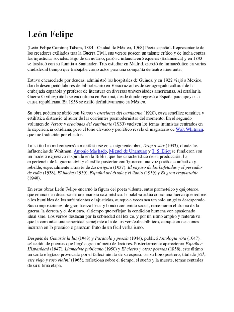 Antología poética de León Felipe | PDF | Poesía