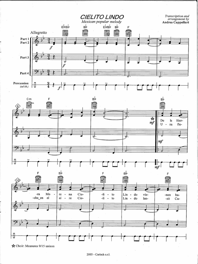 Cielito Lindo-Mexican Popular Melody para Banda Infantil-Popular-Andrea ...