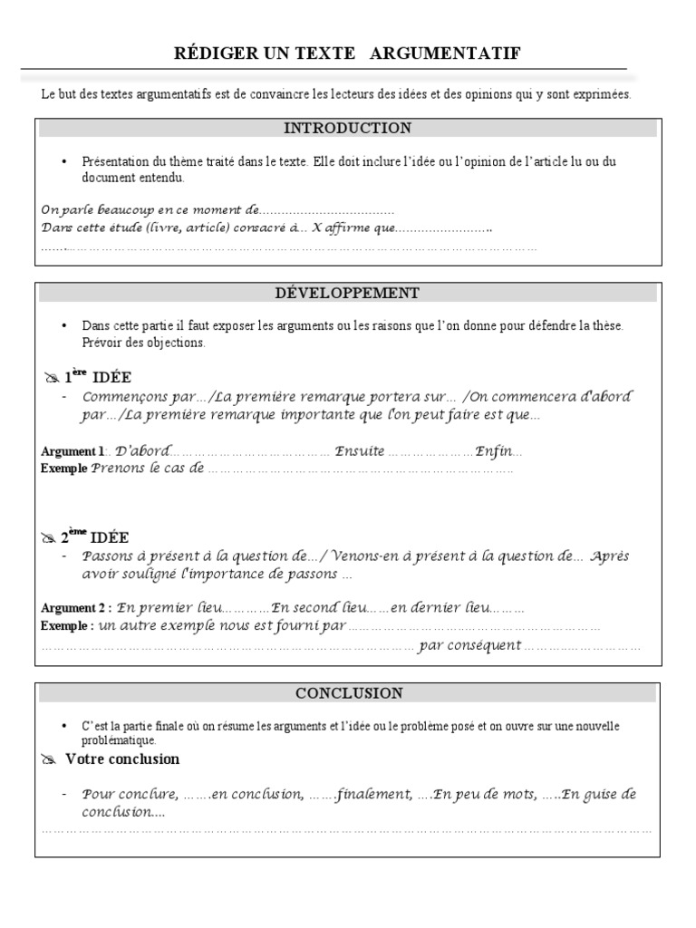 Rédaction d'un Texte Argumentatif | PDF