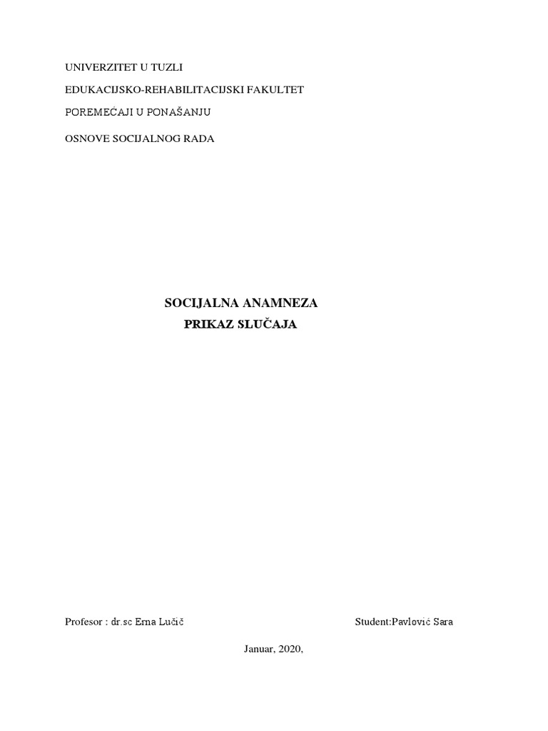 Socijalna Anamneza | PDF