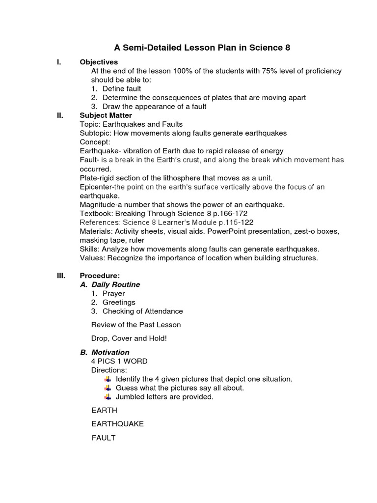 Earthquakes and Faults Lesson Plan | PDF | Fault (Geology) | Earthquakes