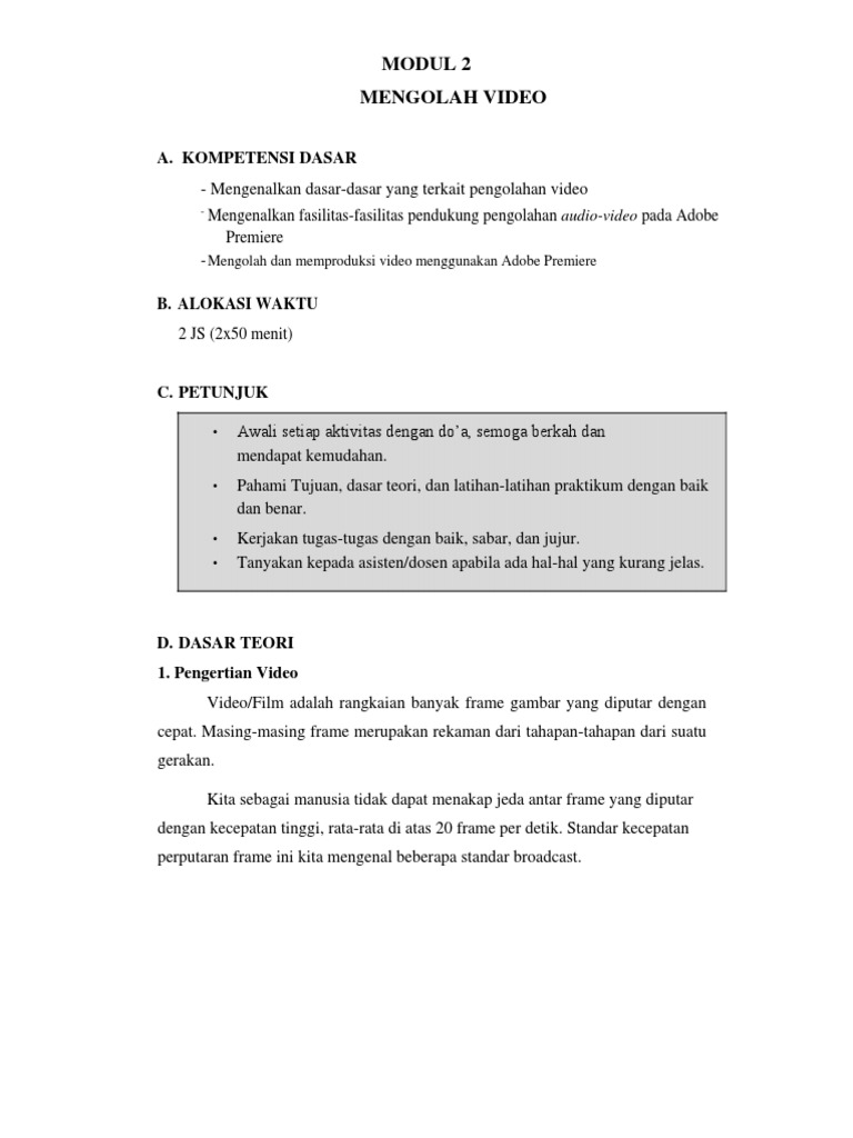Panduan Mengolah Video dengan Adobe Premiere | PDF