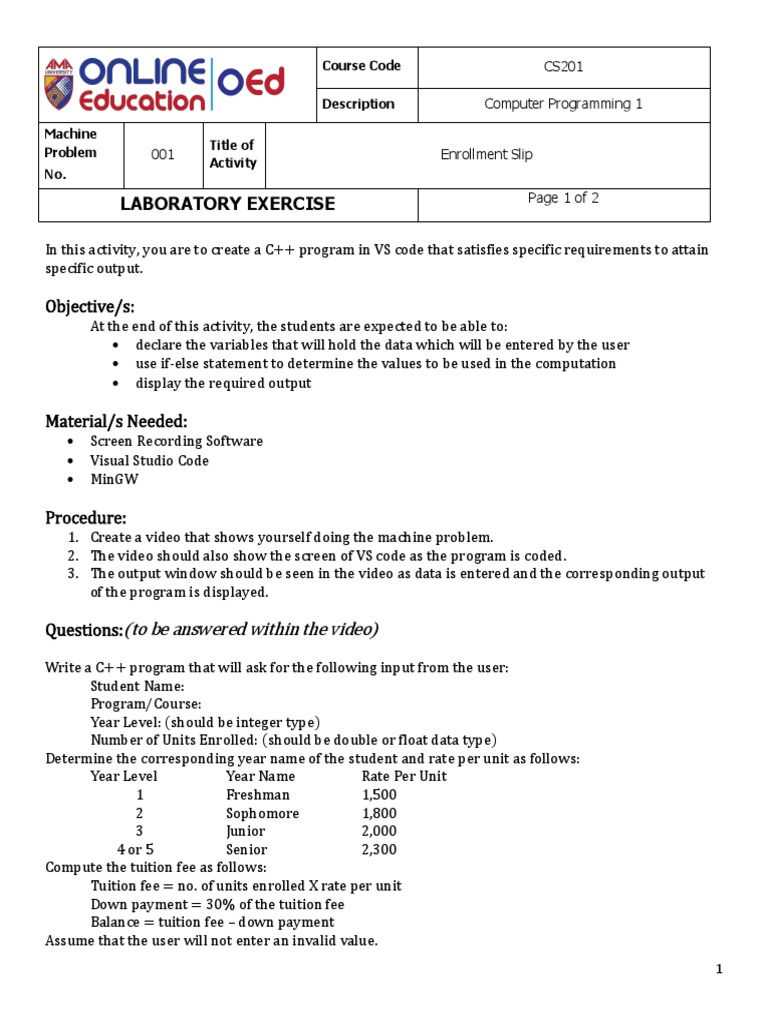 Week006 MachineProblem1 | PDF | Computer Program | Programming
