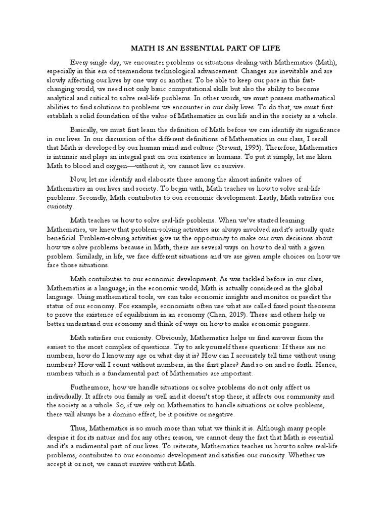 Math Reflective Essay | PDF | Teaching Mathematics | Psychological Concepts