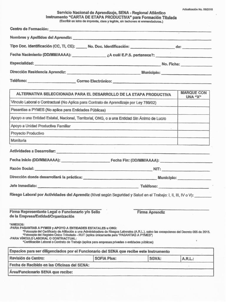 Formulario Sena | PDF
