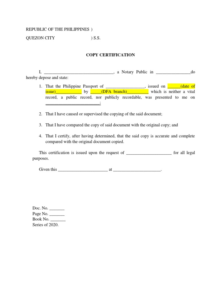 Certified True Copy Certification Sample | PDF | Law