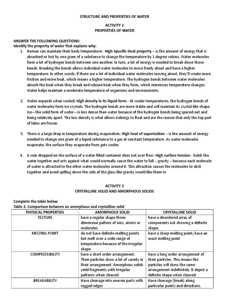 Structure and Properties of Water | PDF | Phase Diagram | Phase (Matter)