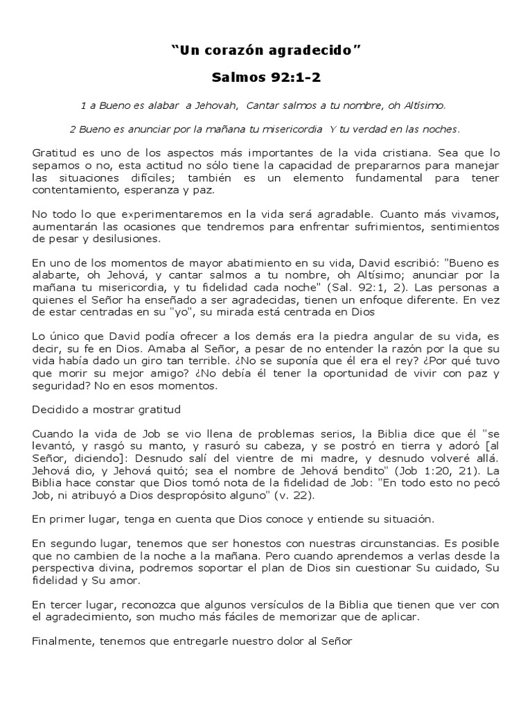 Un Corazón Agradecido | PDF | Libro de trabajo | Jehová