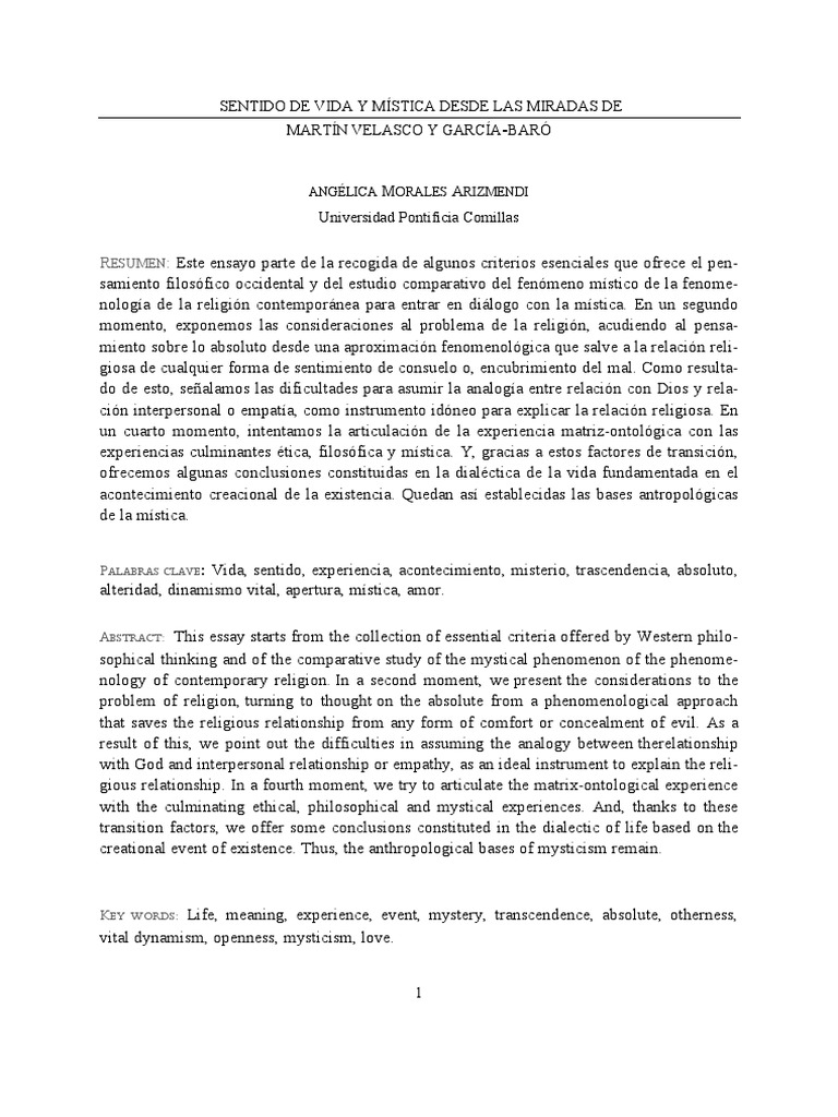 Sentido de Vida y Mistica | PDF | Misticismo | Platón