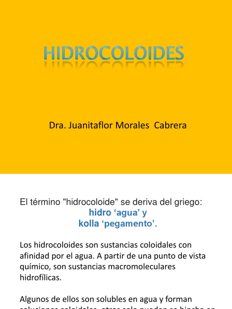 Características y funcionalidad de los hidrocoloides | PDF | Coloide ...