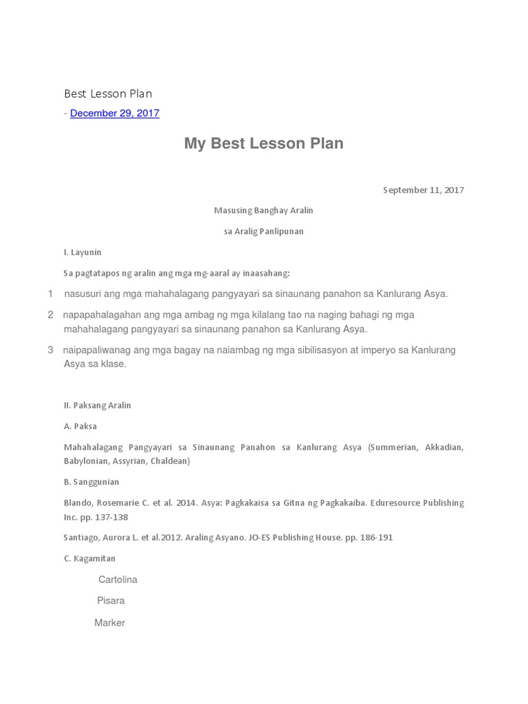 Banghay Aralin Apan 8 | PDF