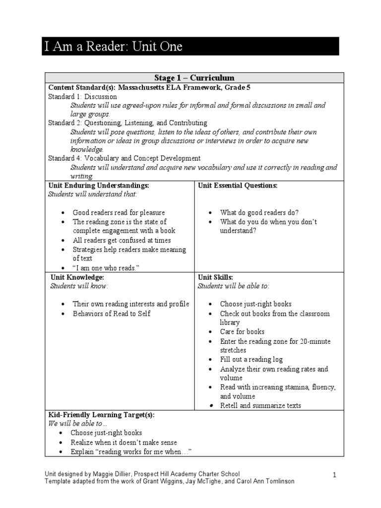 Grade 5 Reading Curriculum Overview | PDF | Reading Comprehension ...
