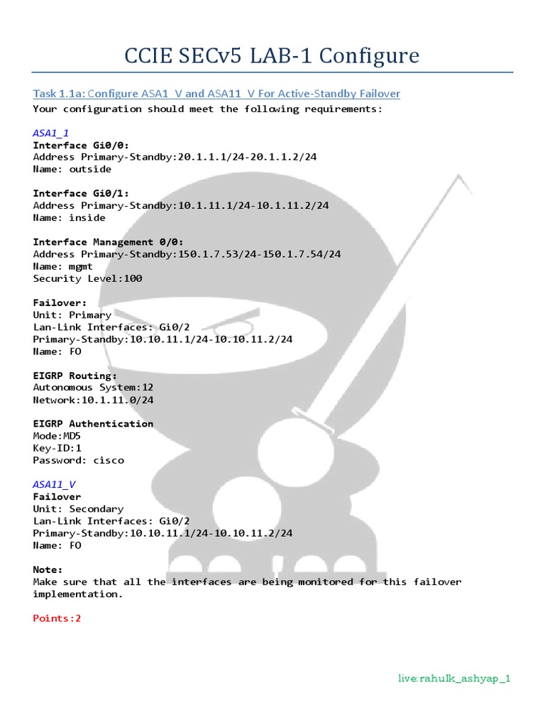CCIE Security v5 Configure LAB1 Questions | PDF | Computer Network | Ip Address