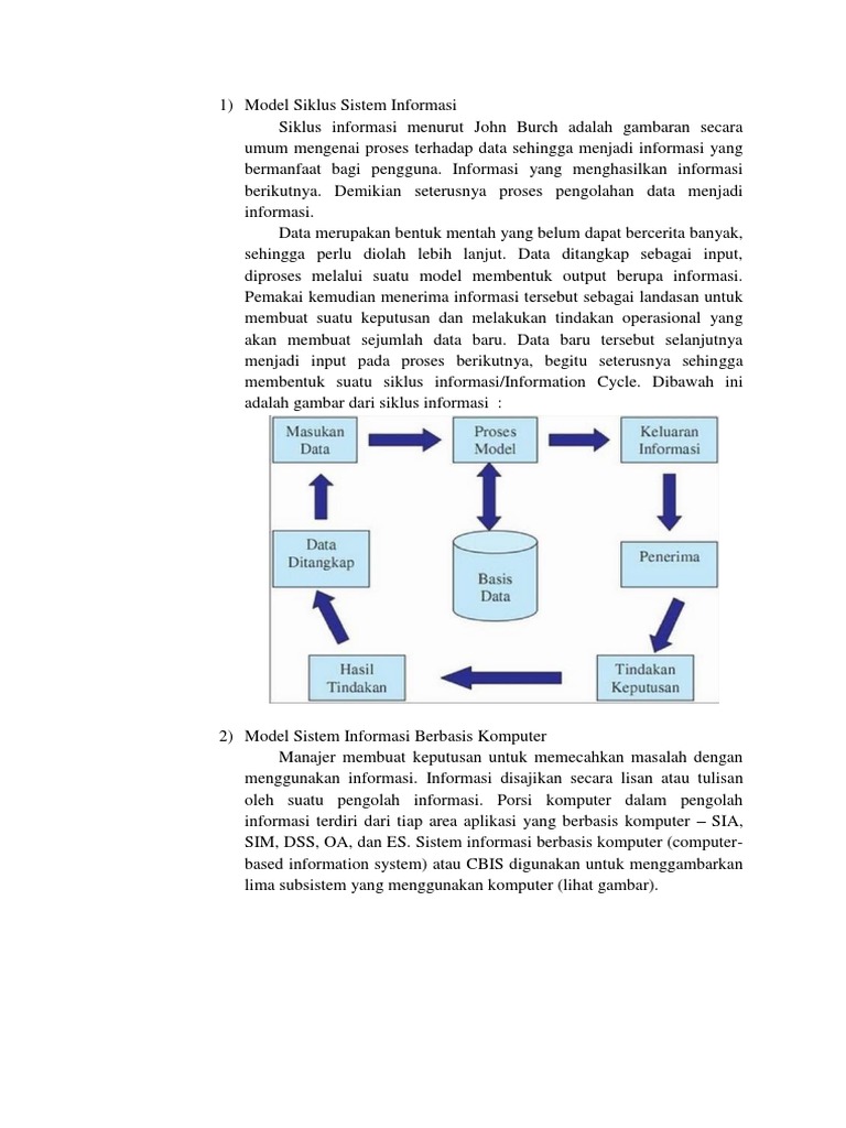 Model Siklus Sistem Informasi | PDF | Komputer | Teknologi & Rekayasa