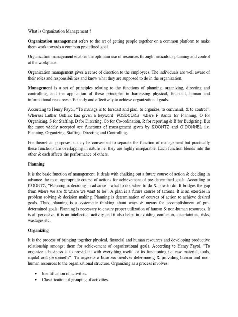 What Is Organization Management | PDF | Human Resources | Performance ...