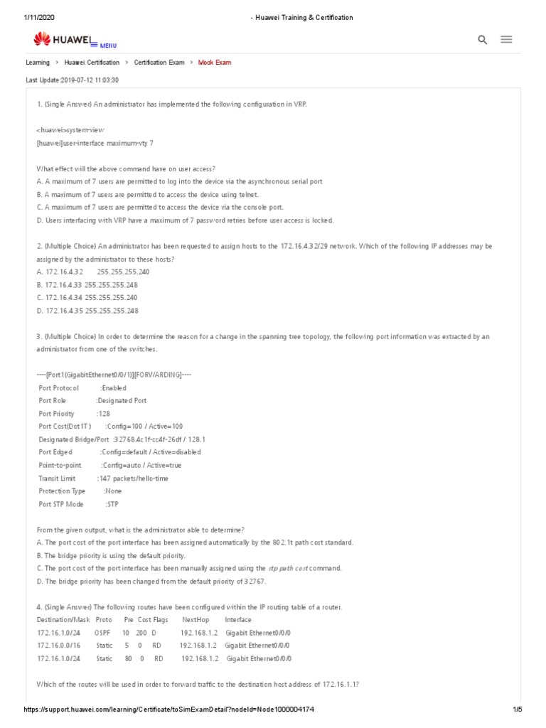 Huawei Training & Certification | PDF | Computer Data | Computer Network