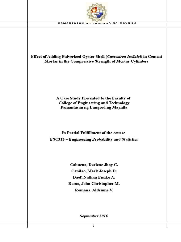 Case Study About Oyster Shell | PDF | Strength Of Materials | Concrete