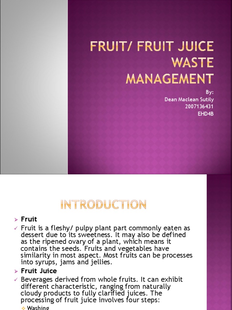Fruit Waste Management | PDF | Fruit Preserves | Fruit