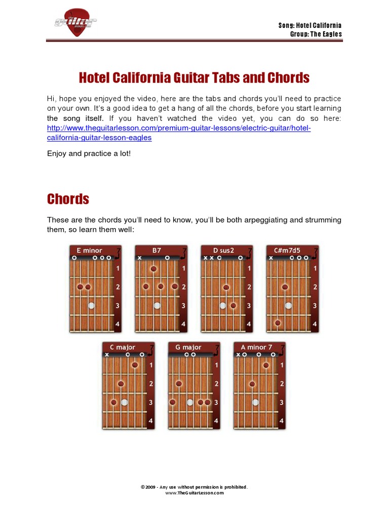 Hotel California Tabs | PDF | Music Theory | Musical Compositions