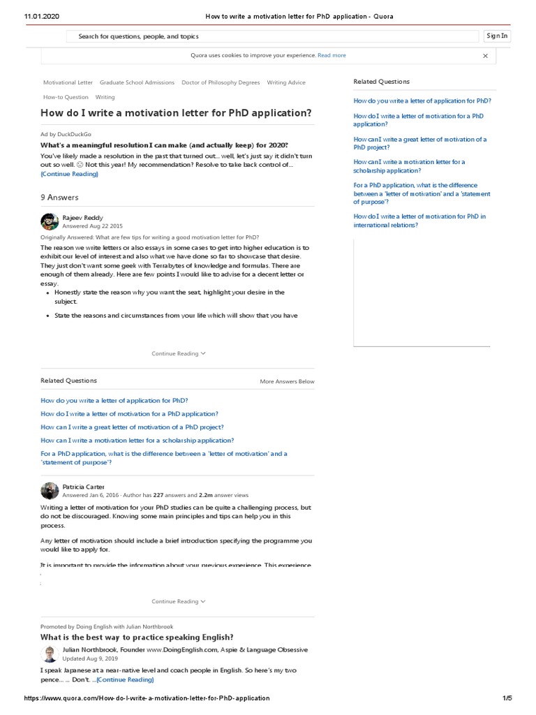 Writing a PhD Motivation Letter Guide | PDF | Motivation | Motivational