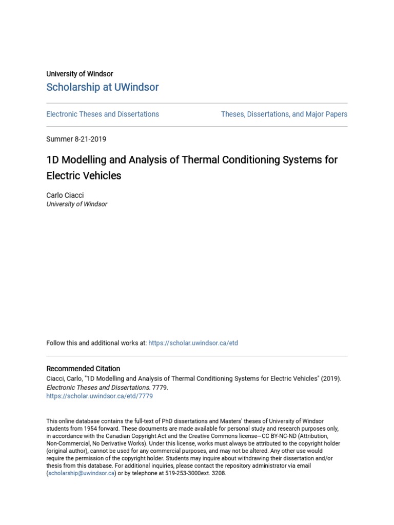 1D Modelling and Analysis of Thermal Conditioning Systems For Ele PDF ...