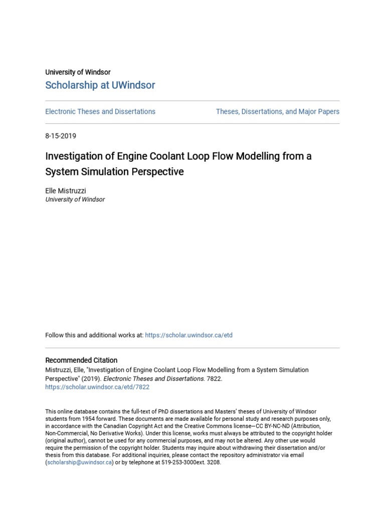 Investigation of Engine Coolant Loop Flow Modelling From A System | PDF ...