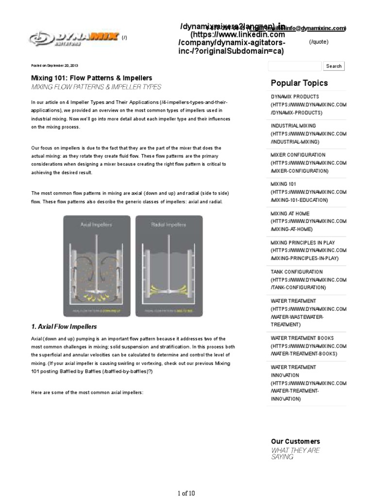 Mixing 101 - Flow Patterns & Impellers - Dynamix Agitators02 PDF | PDF ...