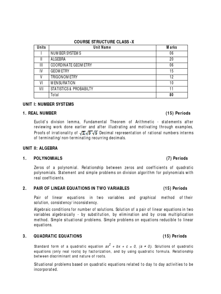 Cbse Class 10 Mathematics Syllabus 2019 20 PDF | PDF | Triangle ...