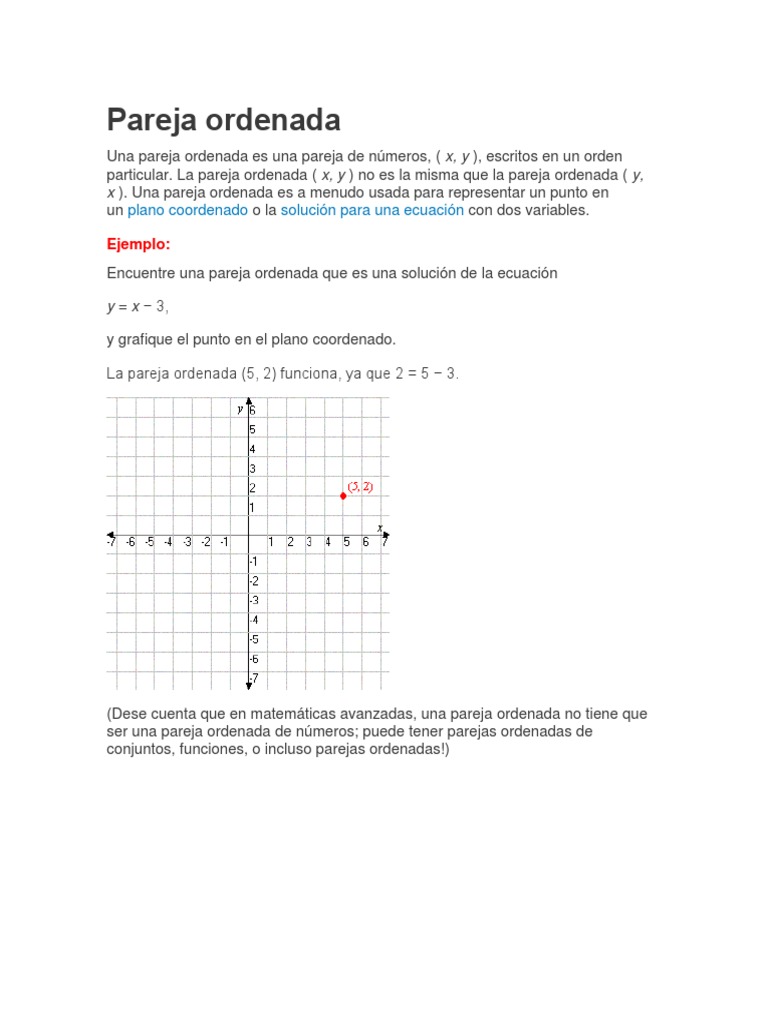 Pareja Ordenada PLANO CARTESIANO | PDF