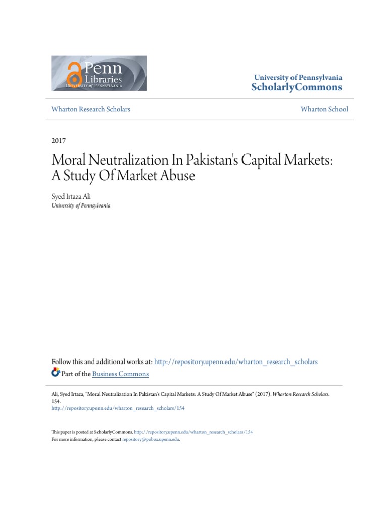 Moral Neutralization in Pakistan Capital Markets | PDF | Stock Market ...