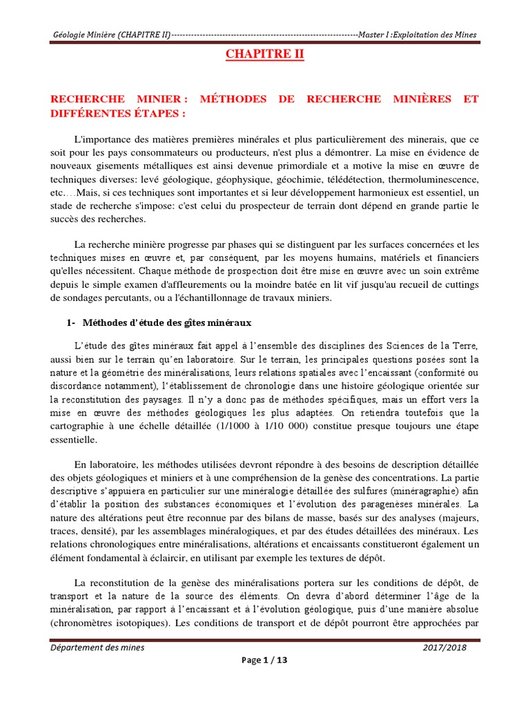 Méthodes de Prospection Minérale | PDF | Exploitation minière | Géologie