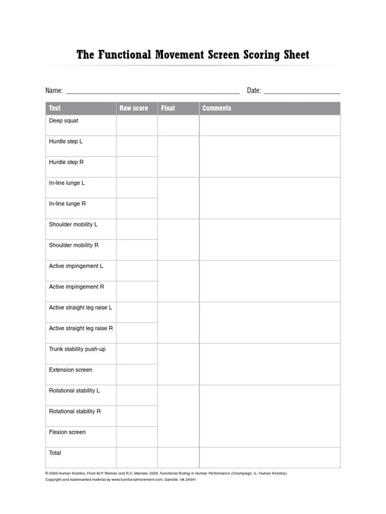 FMS Scoring Sheet PDF | PDF | Business | Computers