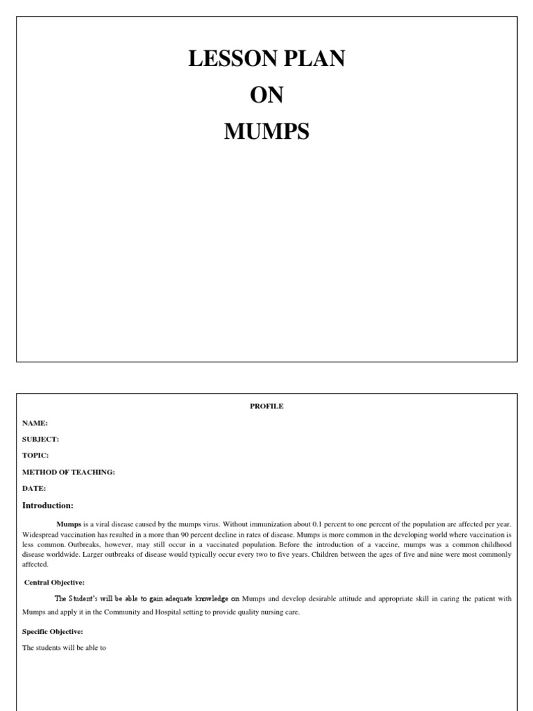 Mumps Lesson Plan | PDF | Veterinary Medicine | Microbiology