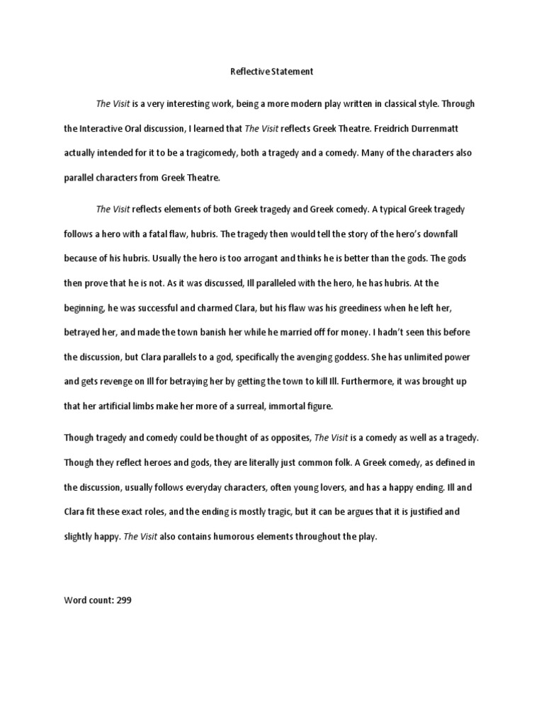 "The Visit" by Friedrich Durrenmatt and Greek Theatre | PDF | Tragedy ...