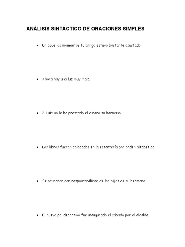 Análisis Sintáctico de Oraciones Simples | PDF