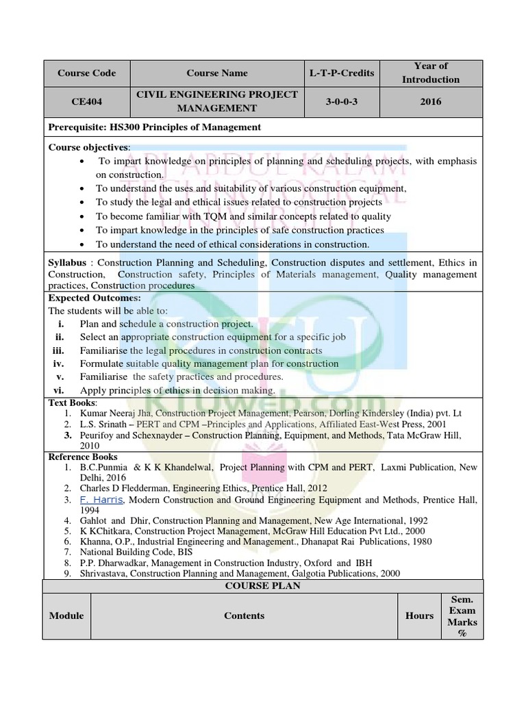 CE404 Civil Engineering Project Management | PDF | Project Management ...