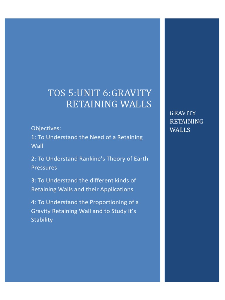 Gravity Retaining Wall Design Overview | PDF | Friction | Pressure