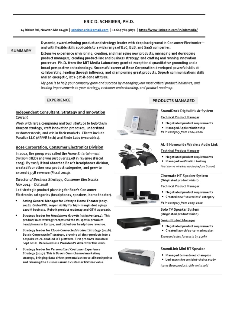 Eric Scheirer PM Resume Oct 2019 | PDF | Strategic Management | Innovation