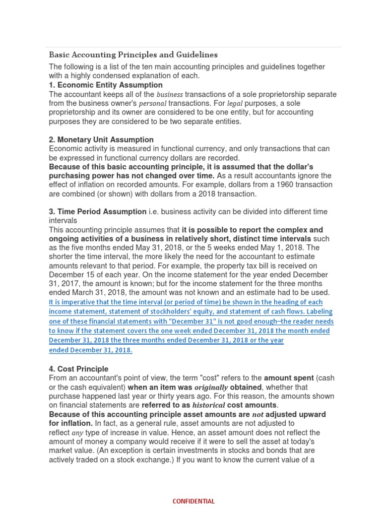 Basic Accounting Principles and Guidelines | PDF | Going Concern ...